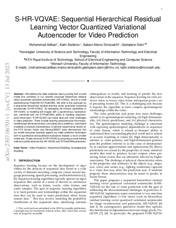 (PDF) S-HR-VQVAE: Sequential Hierarchical Residual Learning Vector Quantized Variational ...