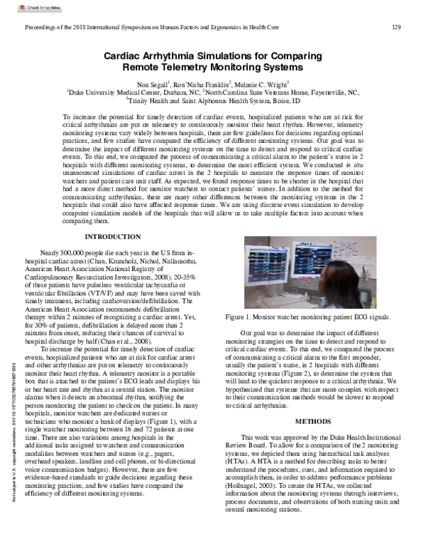 (PDF) Cardiac Arrhythmia Simulations for Comparing Remote Telemetry ...