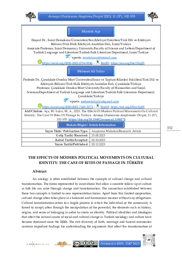 (PDF) The Effects of Modern Political Movements on Cultural Identity ...