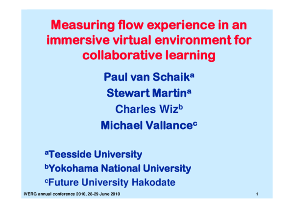 (PDF) Measuring flow experience in an immersive virtual environment for ...