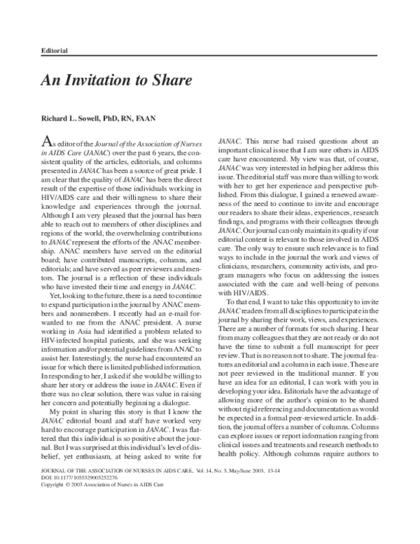 (PDF) An Invitation to Share