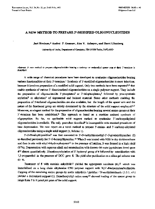 (PDF) A new method to prepare 3′-modified oligonucleotides