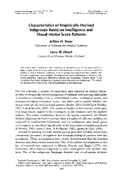 (PDF) Characteristics of empirically derived subgroups based on intelligence and visual-motor ...