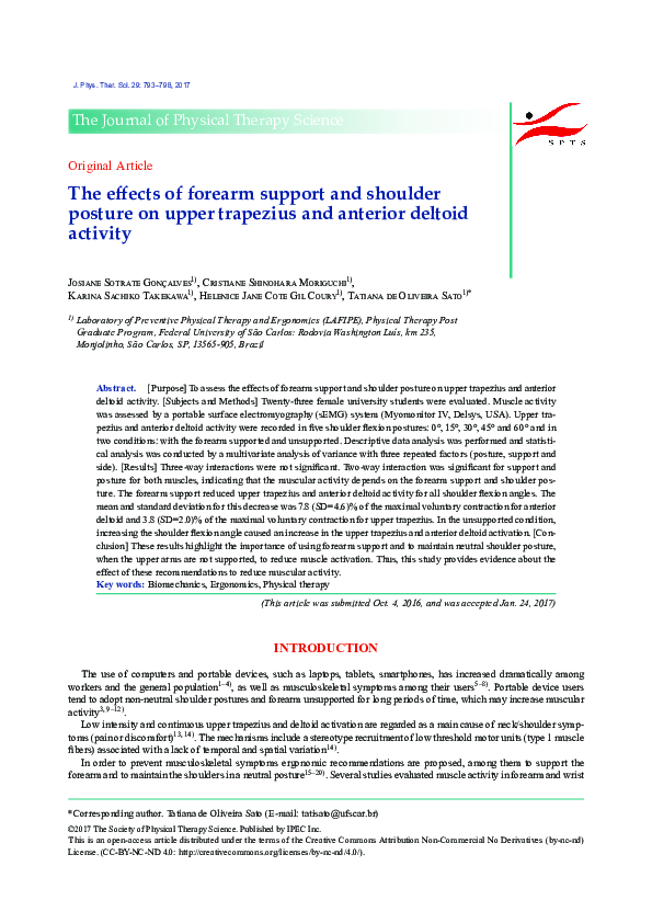 (PDF) The effects of forearm support and shoulder posture on upper ...