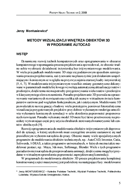 (PDF) Metody wizualizacji wnętrza obiektów 3D w programie AutoCAD