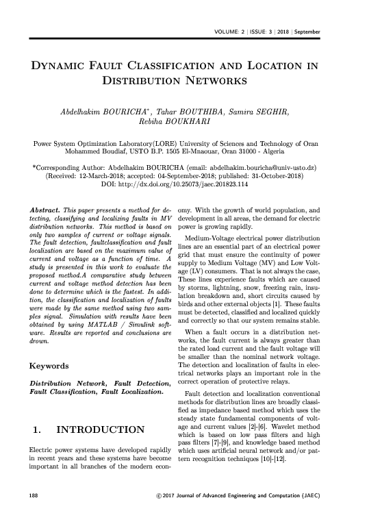 (PDF) Dynamic Fault Classification and Location in Distribution Networks