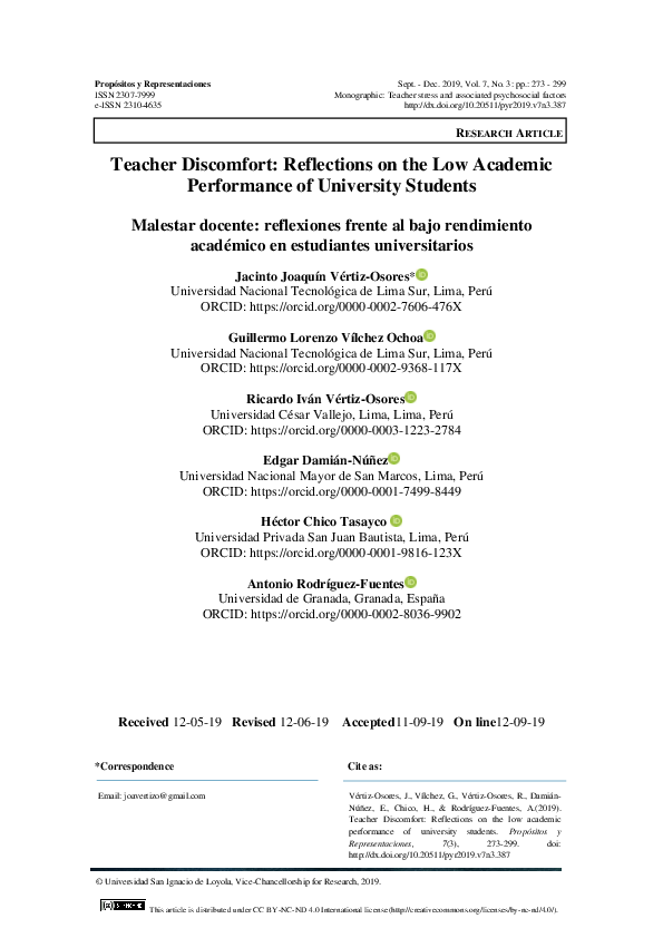 (PDF) Teacher Discomfort: Reflections on the Low Academic Performance ...