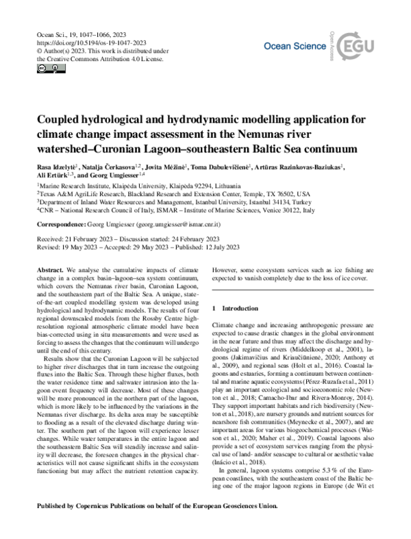 (PDF) Coupled hydrological and hydrodynamic modelling application for ... (PDF) Coupled hydrological and hydrodynamic modelling application for ...