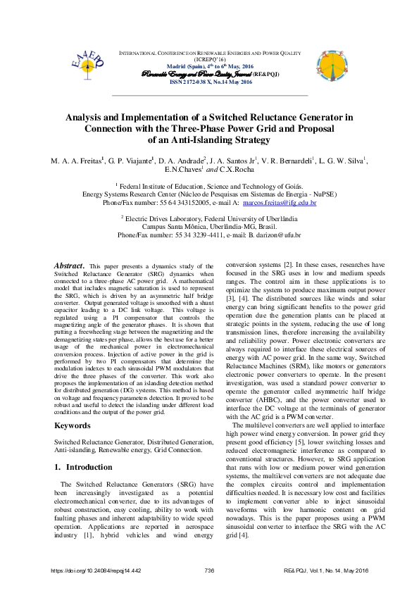 Pdf Analysis And Implementation Of A Switched Reluctance Generator In Connection With The