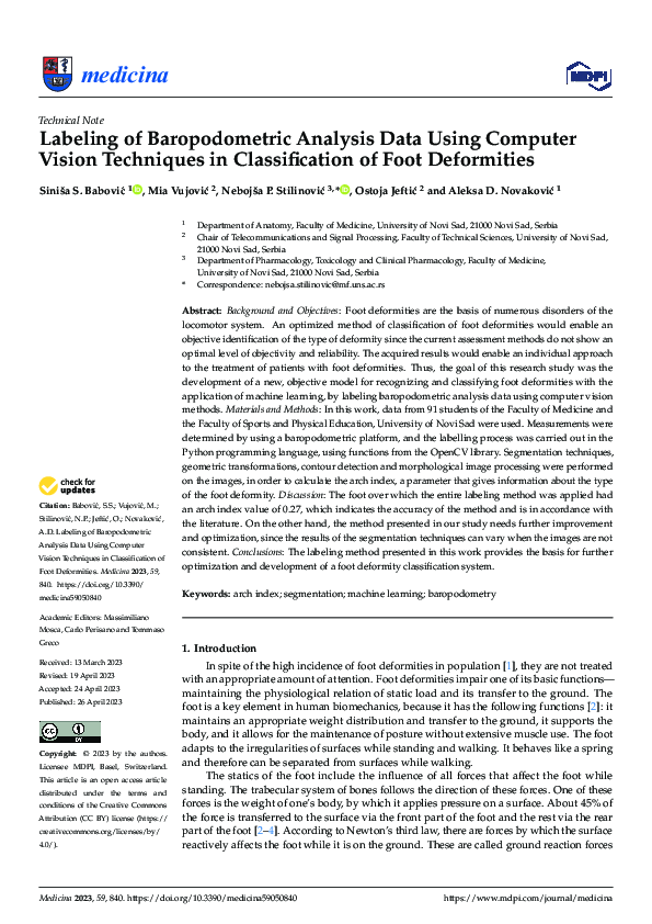 (PDF) Labeling of Baropodometric Analysis Data Using Computer Vision Techniques in ...