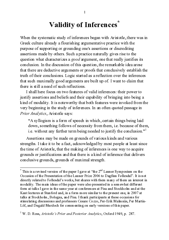(PDF) Validity of Inferences