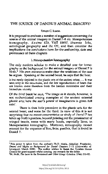 (PDF) The Source of Daniel’s Animal Imagery