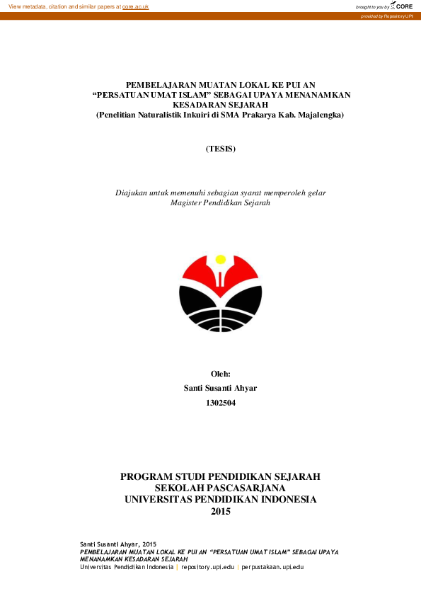 (PDF) PEMBELAJARAN MUATAN LOKAL KE PUI AN “PERSATUAN UMAT ISLAM ...