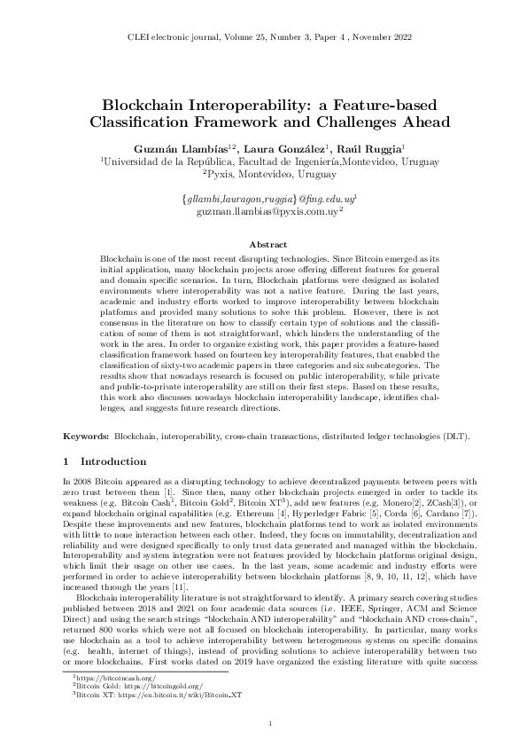 (PDF) Blockchain Interoperability: a Feature-based Classification Framework and Challenges Ahead