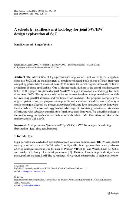(PDF) Scheduler Synthesis for SW/HW Design in SoCs