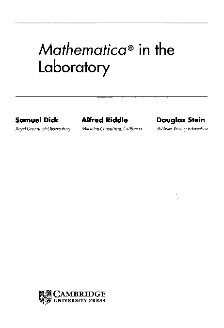 (PDF) Mathematica in the laboratory