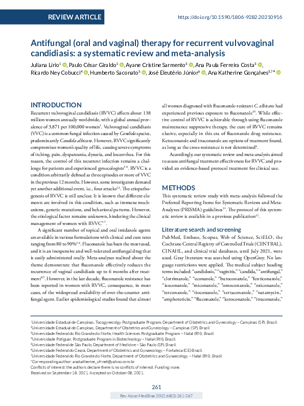 (PDF) Antifungal (oral and vaginal) therapy for recurrent vulvovaginal ...