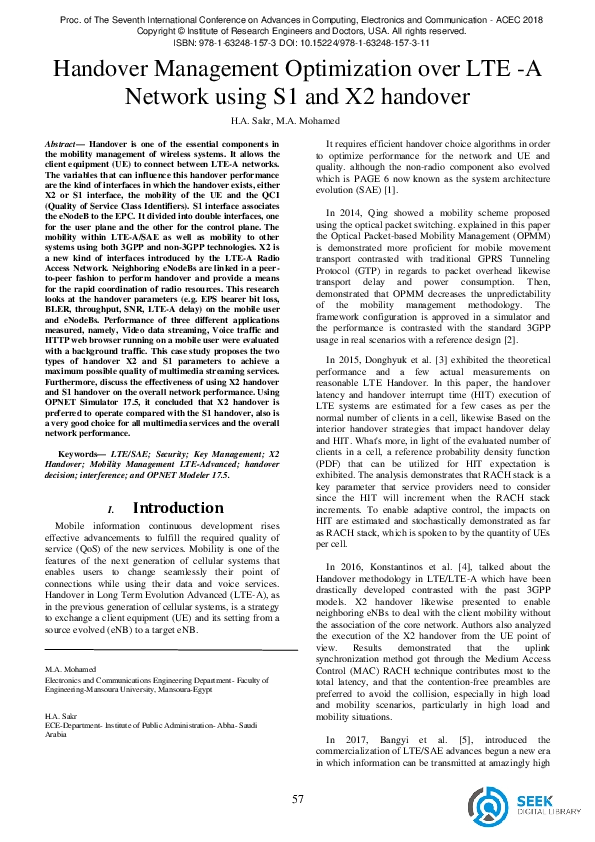 (PDF) Handover Management Optimization over LTE A Network using S1 and X2 handover