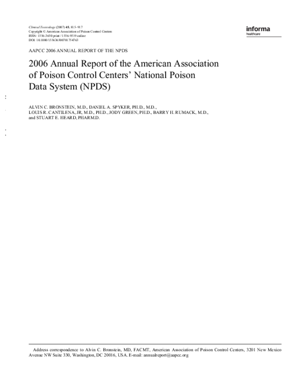 (PDF) 2006 Annual Report of the American Association of Poison Control ...