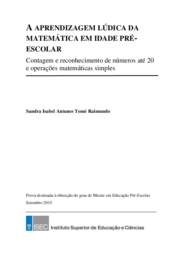 (PDF) Contagem e reconhecimento de números até 20 e operações ...