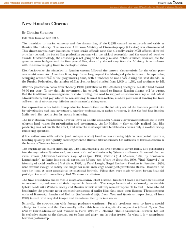 (PDF) New Russian Cinema