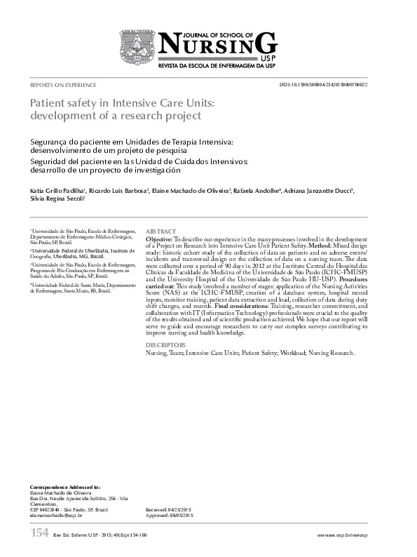 (PDF) Patient safety in Intensive Care Units: development of a research ...