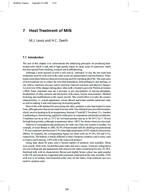 (PDF) Heat Treatment of Milk