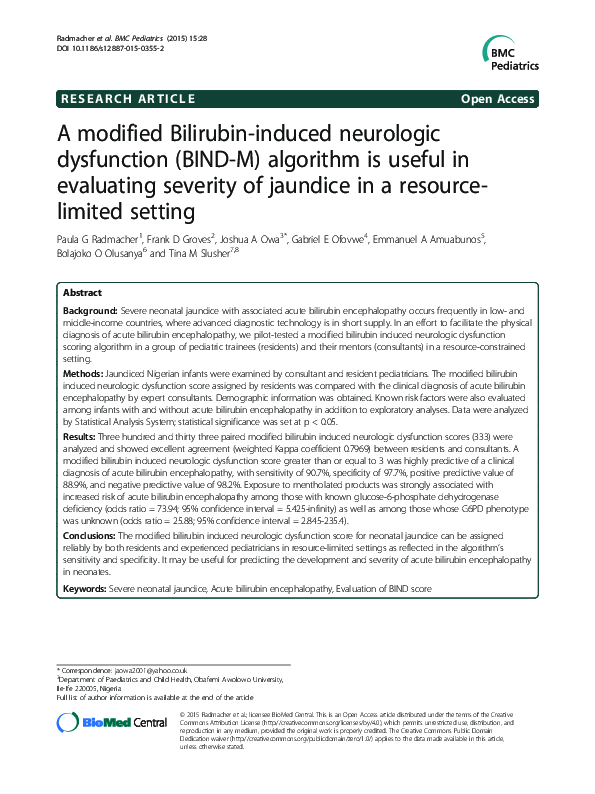 (PDF) A modified Bilirubin-induced neurologic dysfunction (BIND-M ...