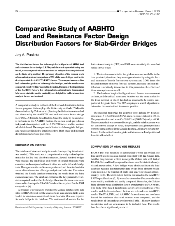 (PDF) Comparative Study of AASHTO Load and Resistance Factor Design ...