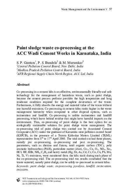 (PDF) Paint sludge waste co-processing at the ACC Wadi Cement Works in ...