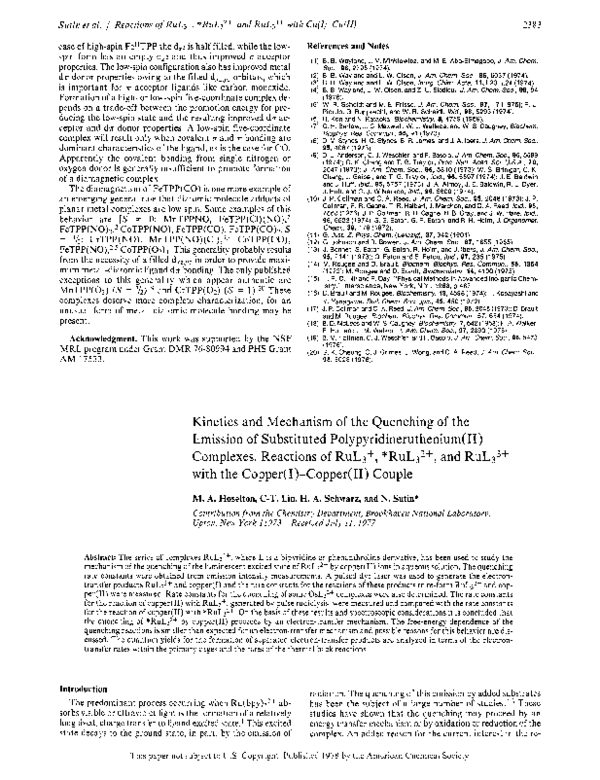 (PDF) Kinetics and mechanism of the quenching of the emission of ...