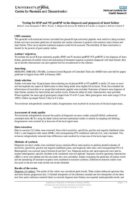 (PDF) Testing for BNP and NT-proBNP in the diagnosis and prognosis of ...