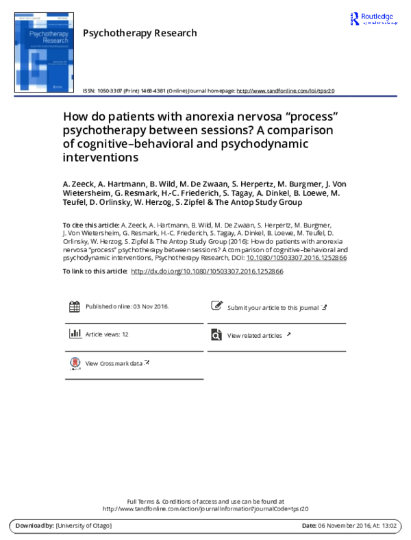(PDF) How do patients with anorexia nervosa “process” psychotherapy ...