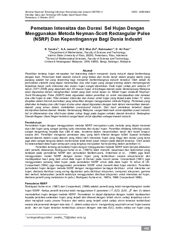 (PDF) Pemetaan Intensitas dan Durasi Sel Hujan Dengan Menggunakan Metoda Neyman-Scott ...