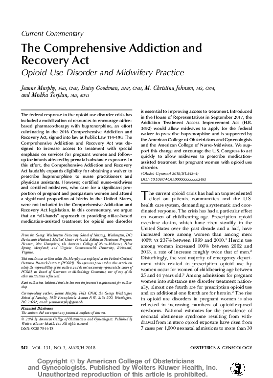 (PDF) The Comprehensive Addiction and Recovery Act