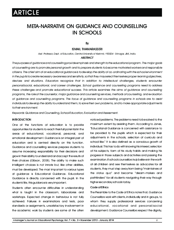 (PDF) Meta-Narrative on Guidance and Councelling in Schools