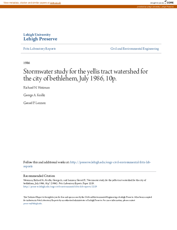 (PDF) Stormwater study for the yellis tract watershed for the city of ...