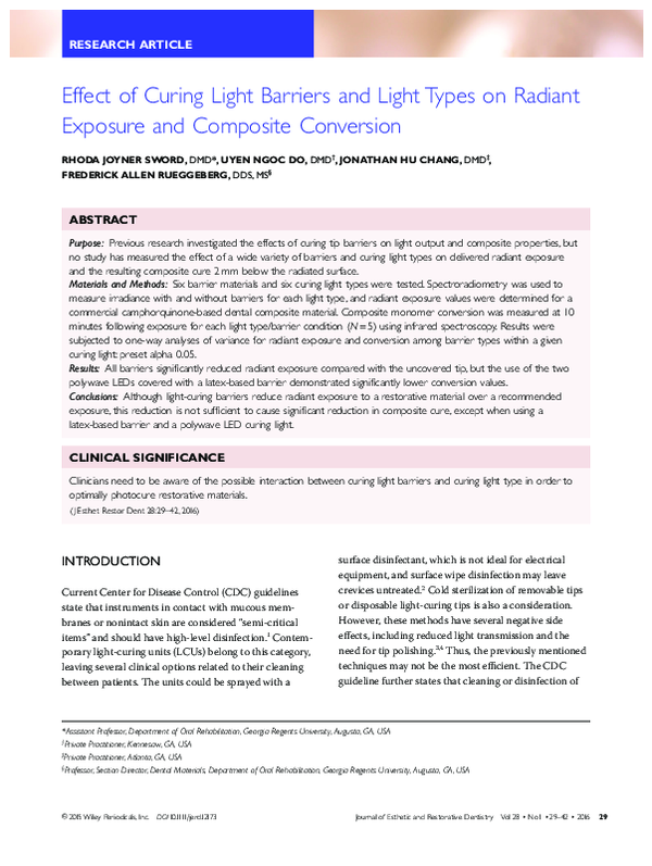 (PDF) Effect of Curing Light Barriers and Light Types on Radiant ...