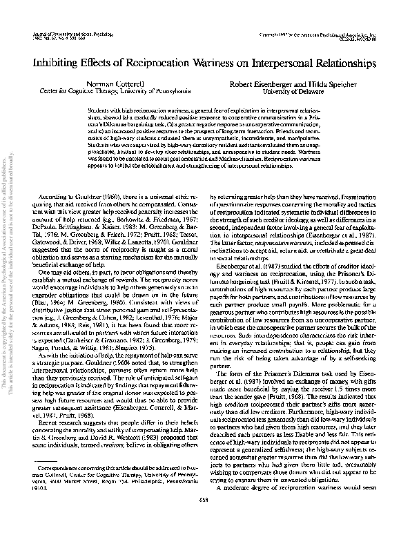 (PDF) Inhibiting effects of reciprocation wariness on interpersonal ...