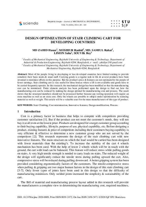 (PDF) Design Optimization of Stair Climbing Cart for Developing Countries