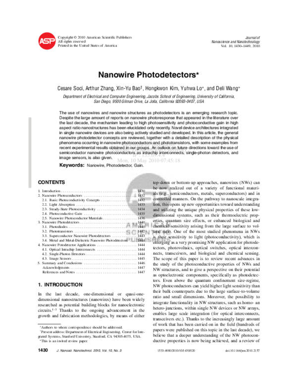 (PDF) Nanowire Photodetectors