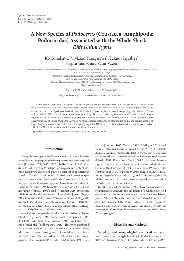 (PDF) A New Species of Podocerus (Crustacea: Amphipoda: Podoceridae ...