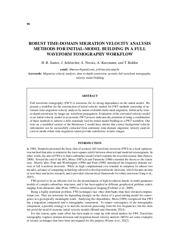 (PDF) Robust time-domain migration velocity analysis methods for initial-model building in a ...