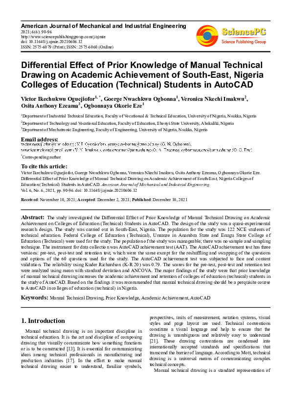 (PDF) Differential Effect of Prior Knowledge of Manual Technical Drawing on Academic Achievement ...