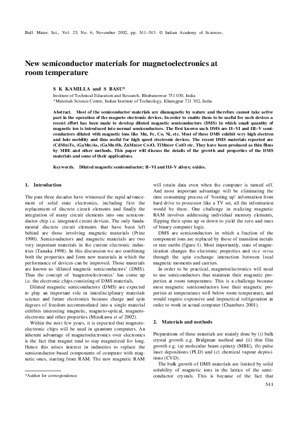 (PDF) New semiconductor materials for magnetoelectronics at room ...