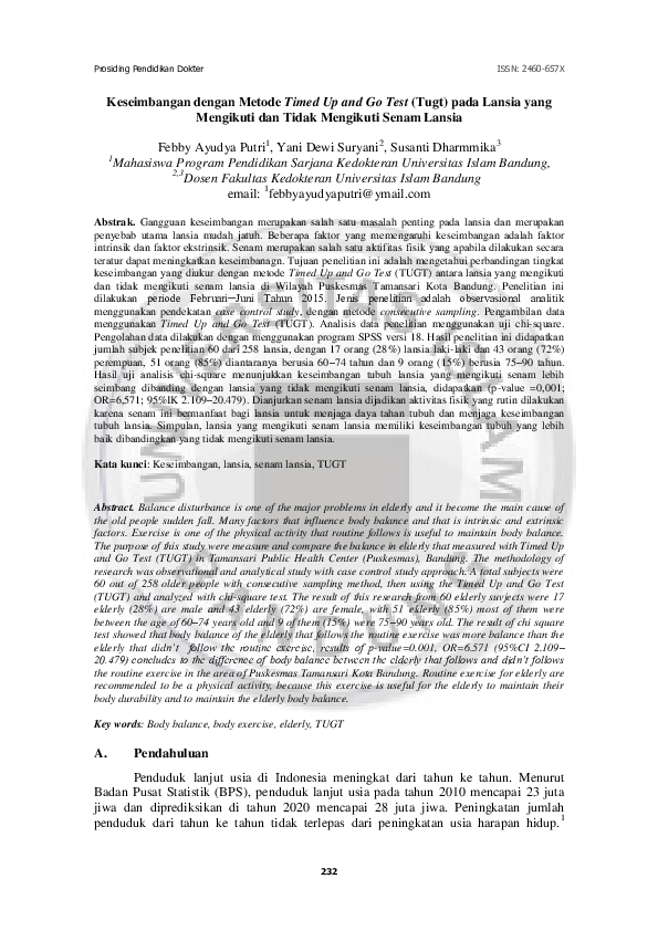 (PDF) Keseimbangan Dengan Metode Timed Up and Go Test (TUGT) pada ...