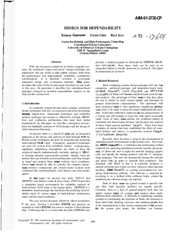 (PDF) Design for dependability
