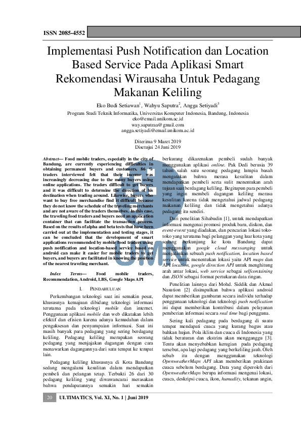 (PDF) Implementasi Push Notification dan Location Based Service Pada Aplikasi Smart Rekomendasi ...