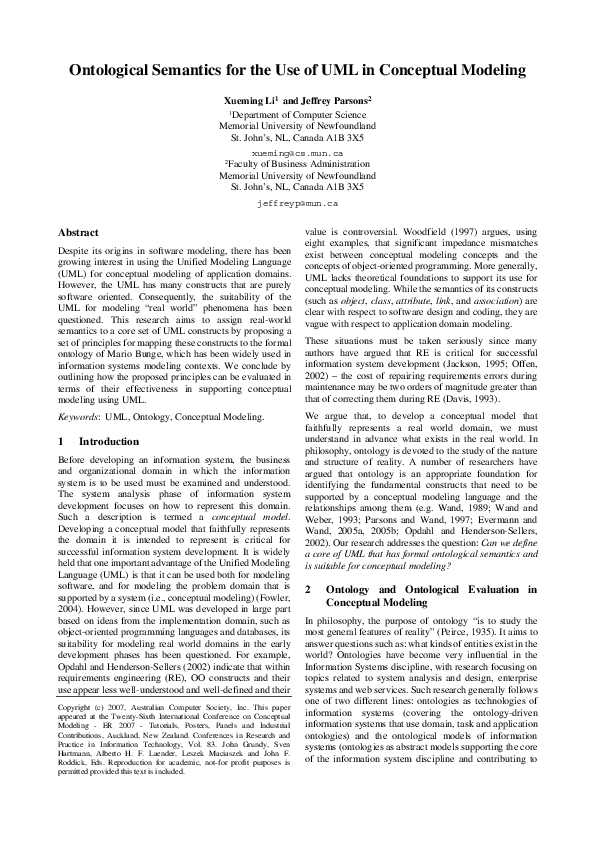 (PDF) Ontological semantics for the use of UML in conceptual modeling ...