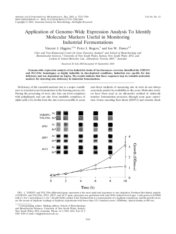 (PDF) Application of Genome-Wide Expression Analysis ToIdentify Molecular Markers Useful in ...
